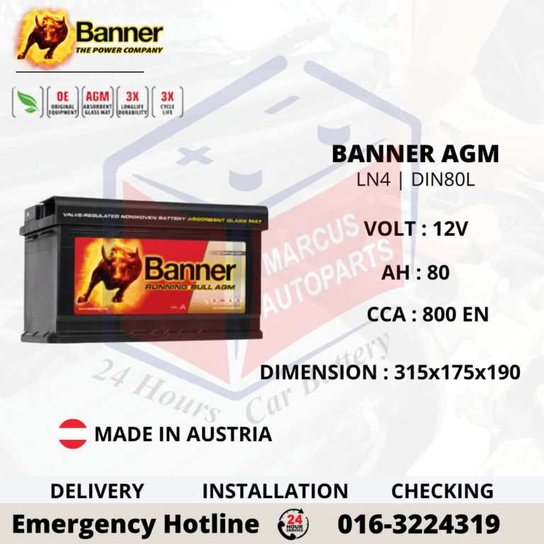 BANNER RUNNING BULL AGM LN4 | DIN80L | 58001 CAR BATTERY | 24 HOURS CAR ...