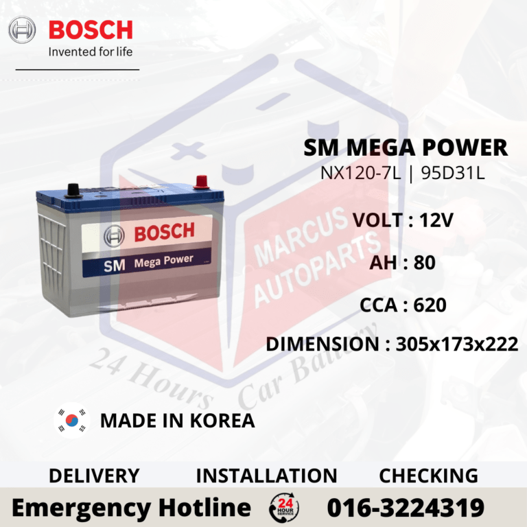 BOSCH SM MEGA POWER NX120-7L | N70ZL | 95D31L CAR BATTERY | 24 HOURS ...