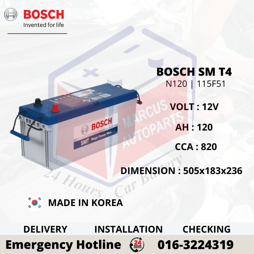 BOSCH SM T4 MEGA POWER N120 | 115F51 AUTOMOTIVE BATTERY | 24 HOURS CAR ...