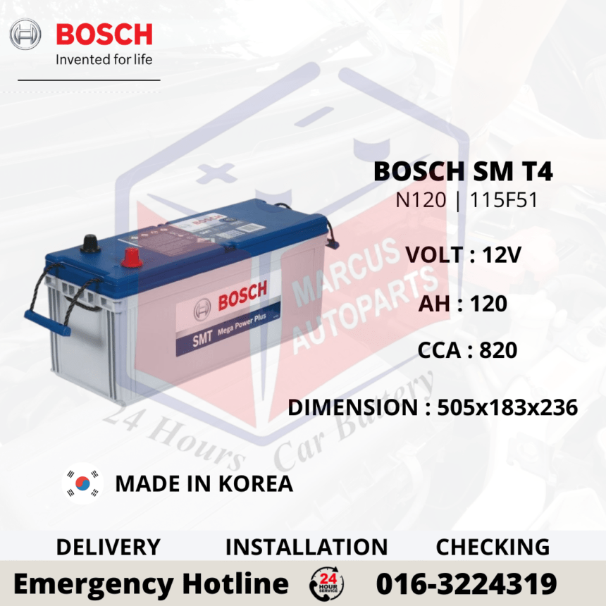 BOSCH SM T4 MEGA POWER N120 | 115F51 AUTOMOTIVE BATTERY | 24 HOURS CAR ...