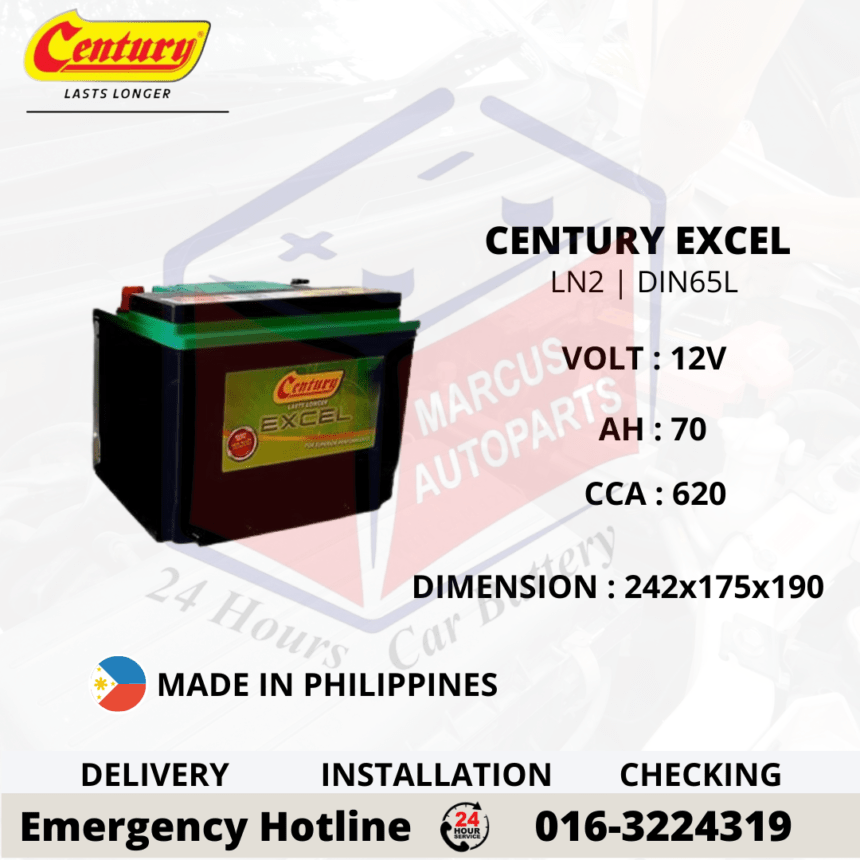 CENTURY EXCEL LN2 | DIN65L CAR BATTERY | 24 HOURS CAR BATTERY 0163224319