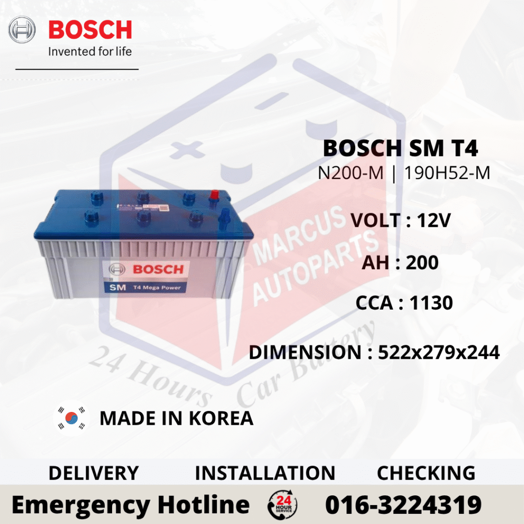 BOSCH SM T4 MEGA POWER N200-M | 195H52-M AUTOMOTIVE BATTERY | 24 HOURS ...