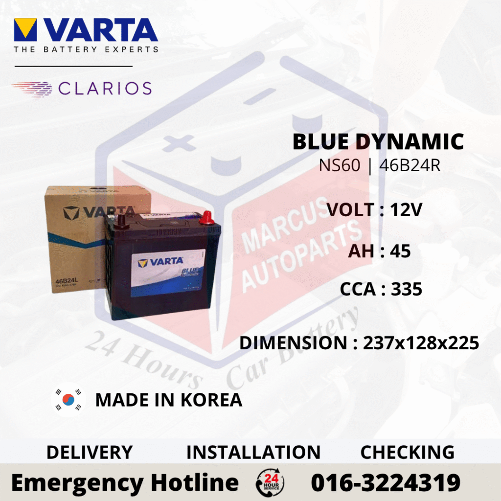 VARTA BLUE DYNAMIC SLI NS60 | 46B24R CAR BATTERY | 24 HOURS CAR BATTERY ...