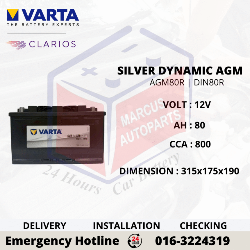 VARTA SILVER DYNAMIC AGM AGM80R | DIN80R CAR BATTERY | 24 HOURS CAR ...